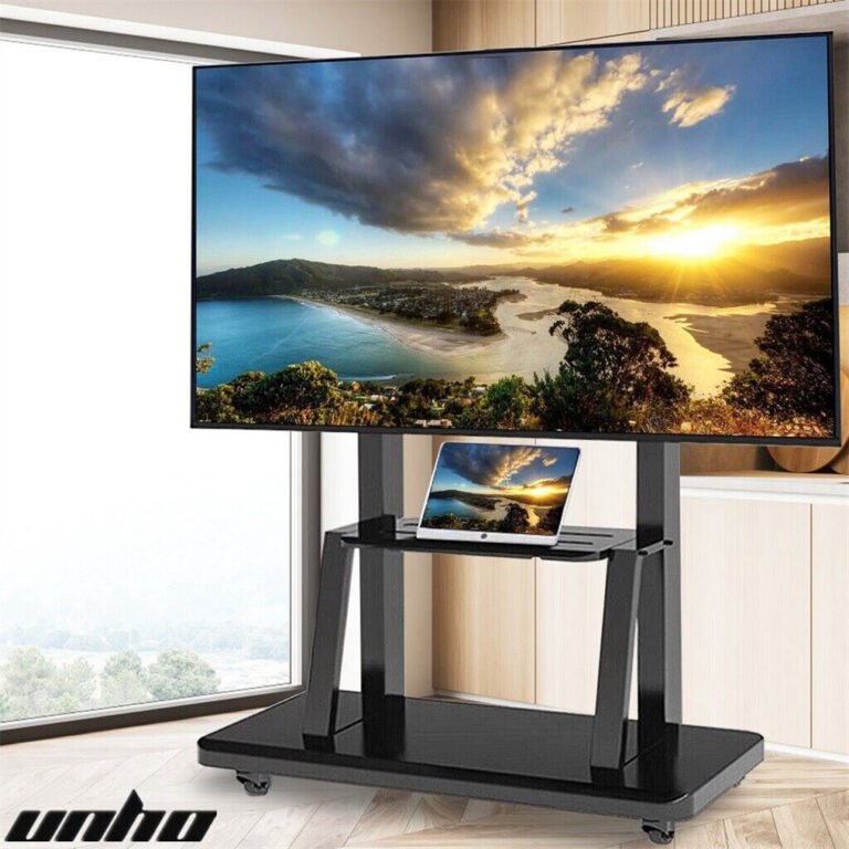 Movable Heavy-Duty TV Stand with Wheels & Adjustable Mount