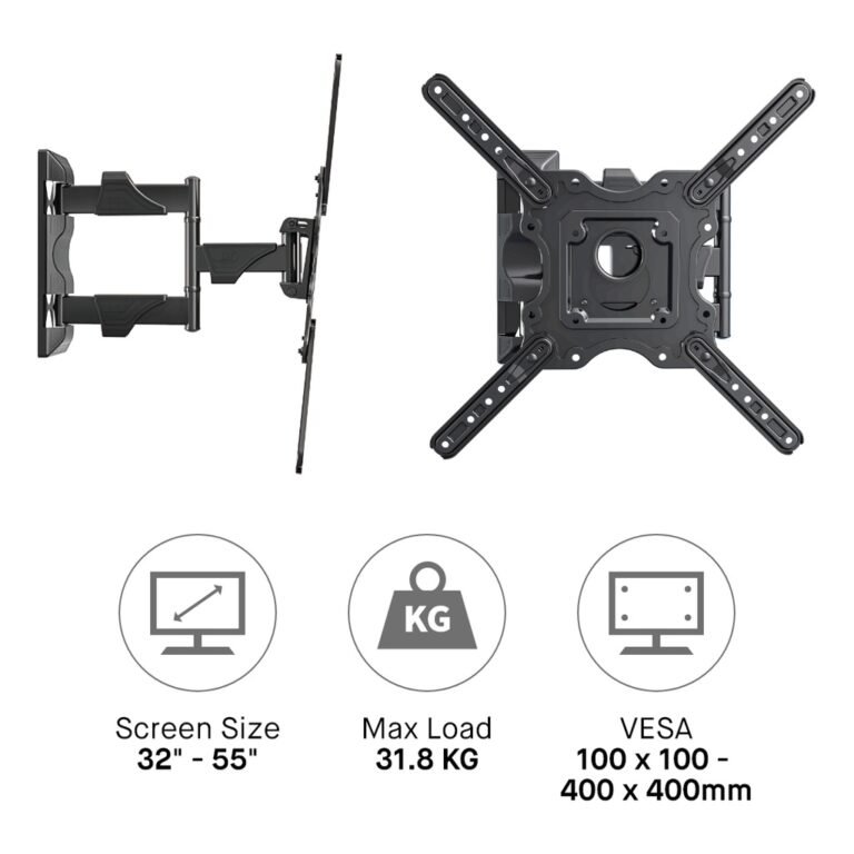 NB P4 Full Motion TV Wall Mount - 32-55 Inch Adjustable Bracket for LED ...